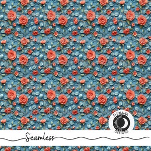 Roses Pattern 3D Faux Embroidery Floral Seamless Digital Design Floral ...