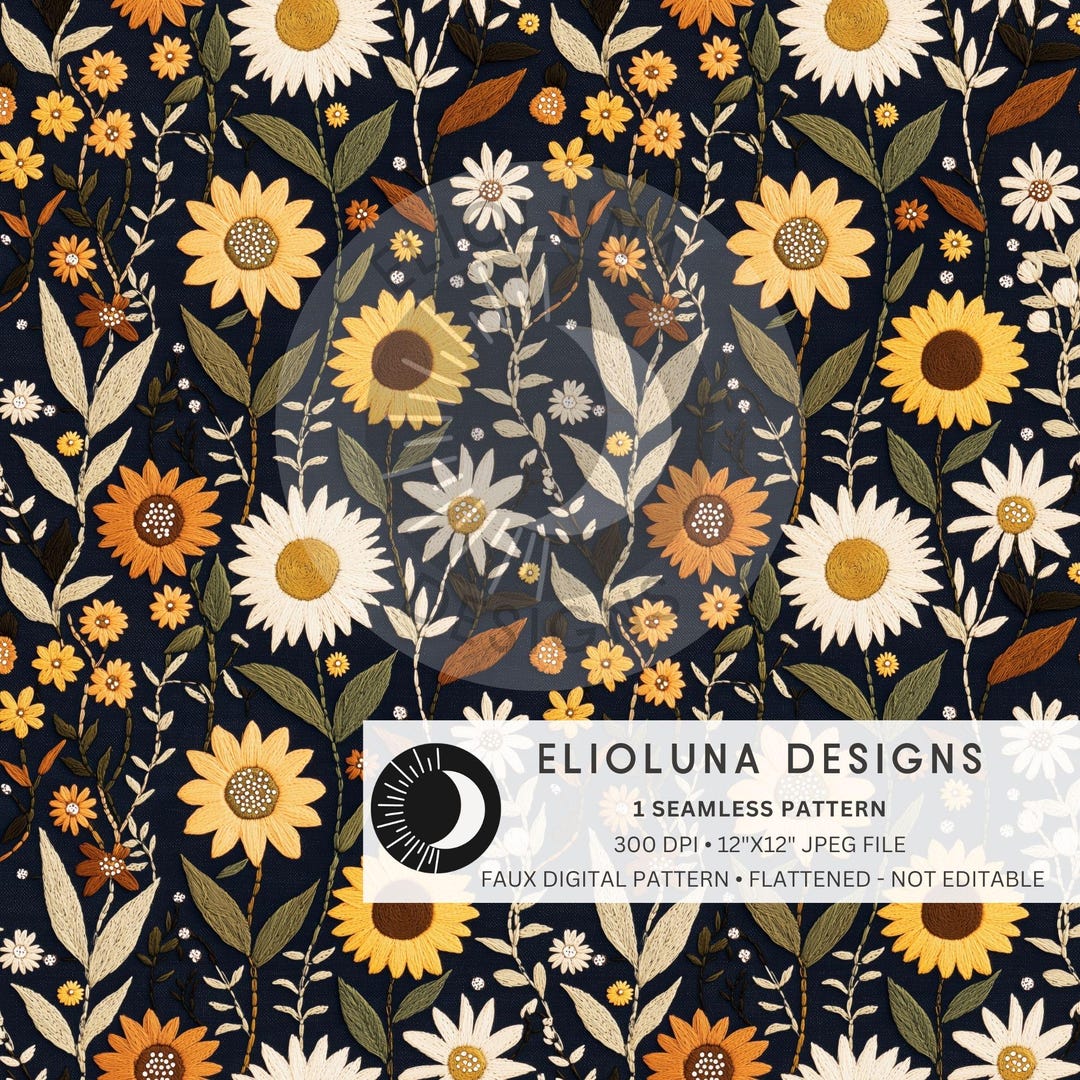 Boho Sunflower Floral Seamless Pattern Sunflower Floral Seamless ...
