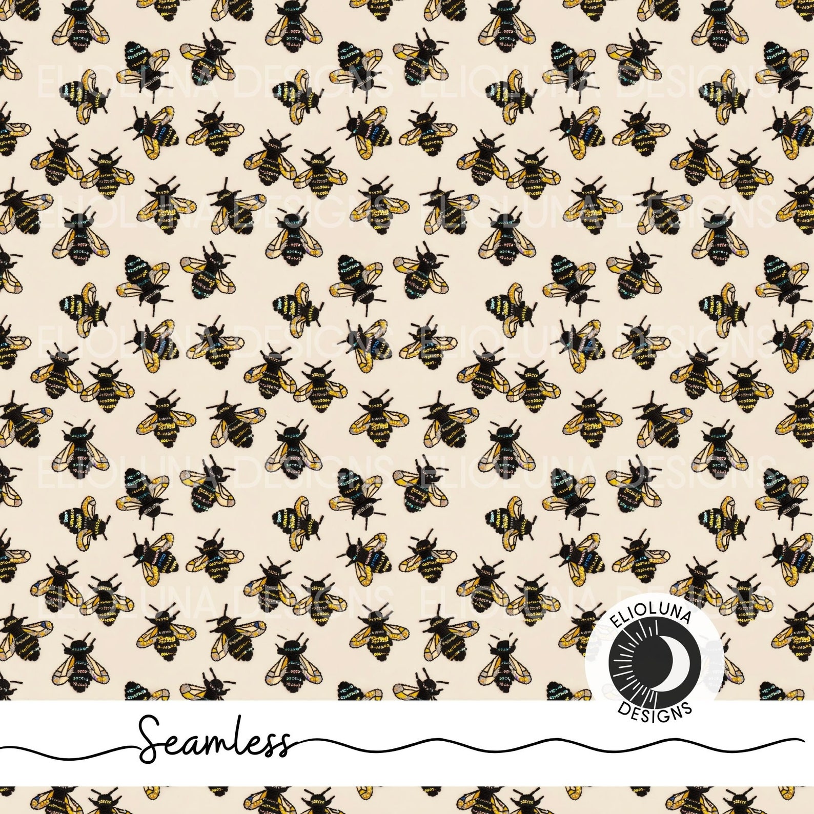 Bess Pattern Honey Bee Digital Paper Bumblebee Sublimation Spring ...