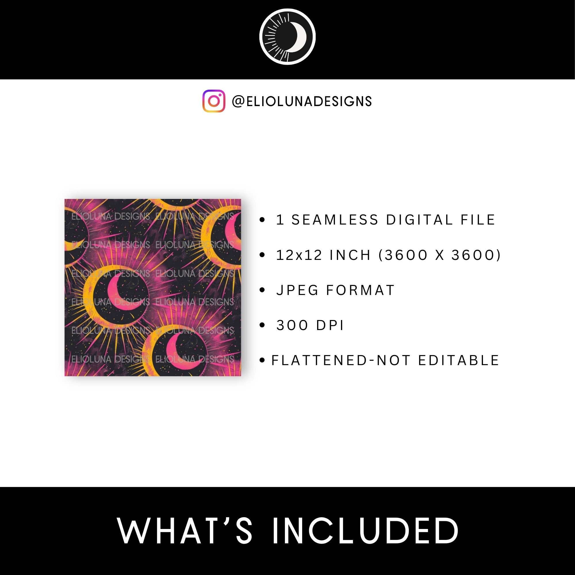 Solar Eclipse Pattern Moon Seamless Celestial Digital Paper Solar ...