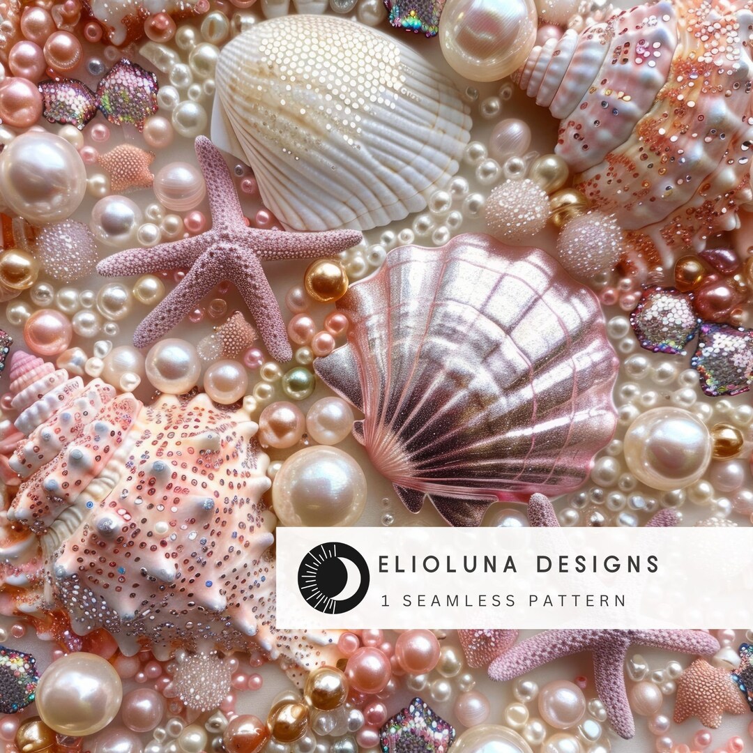 Seashells Seamless Pattern Digital Paper Seashell Pattern Fabric ...