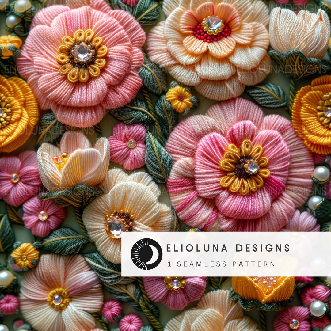 Floral Pattern Digital Paper 3D Spring Floral Pattern Seamless Digital ...