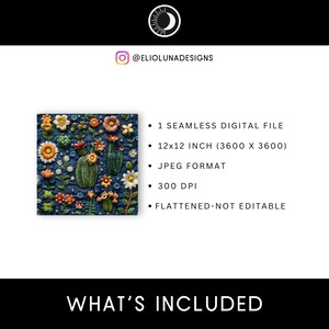 Cactus Floral Pattern Digital Paper Embroidered Western Pattern ...