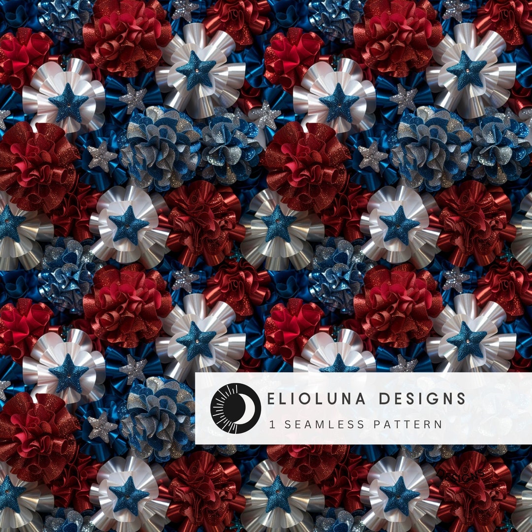 4th of July Bow Seamless Pattern July 4th Digital Paper Bow Pattern ...