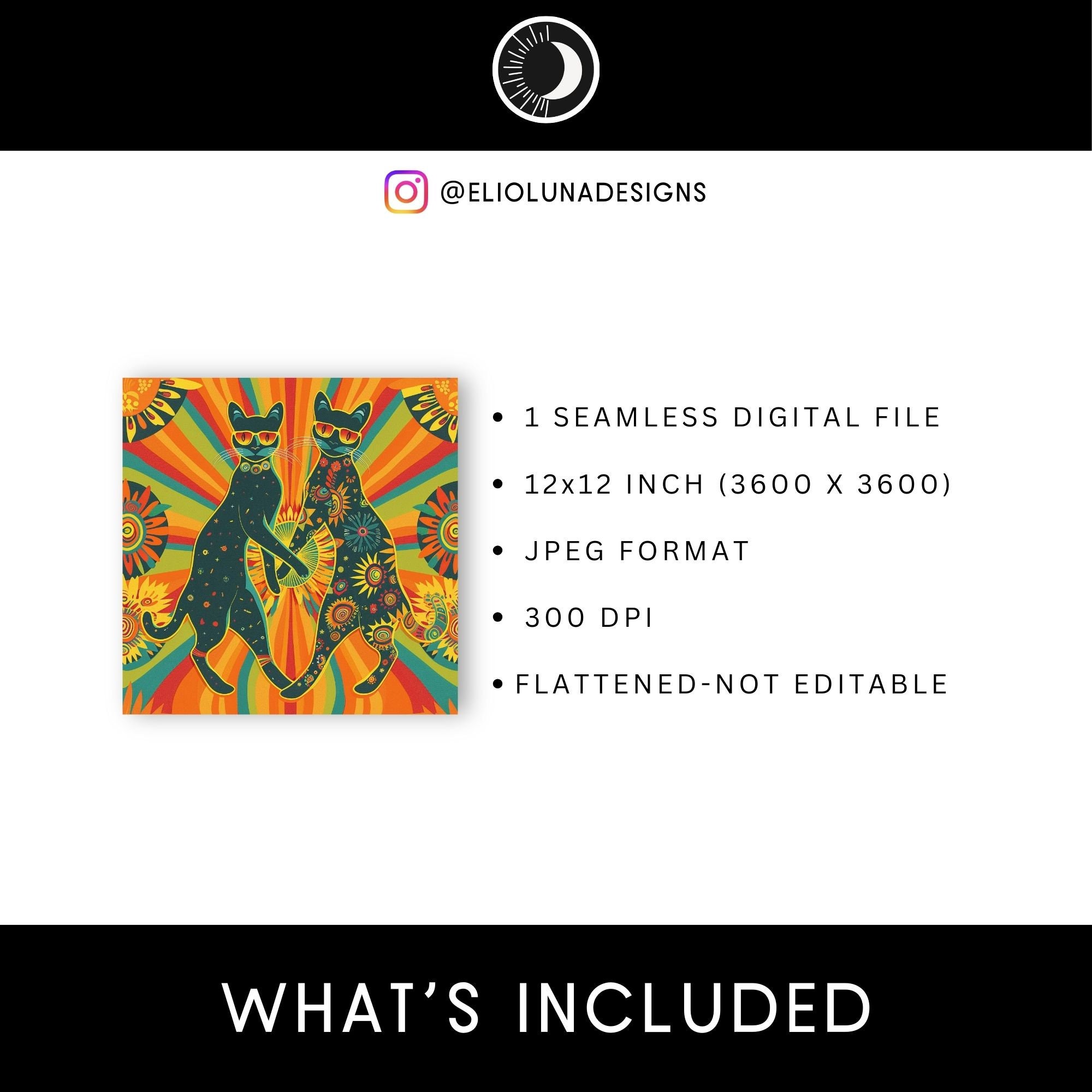 Groovy Cats Seamless Pattern Retro Seamless Cat Pattern Retro Groovy ...