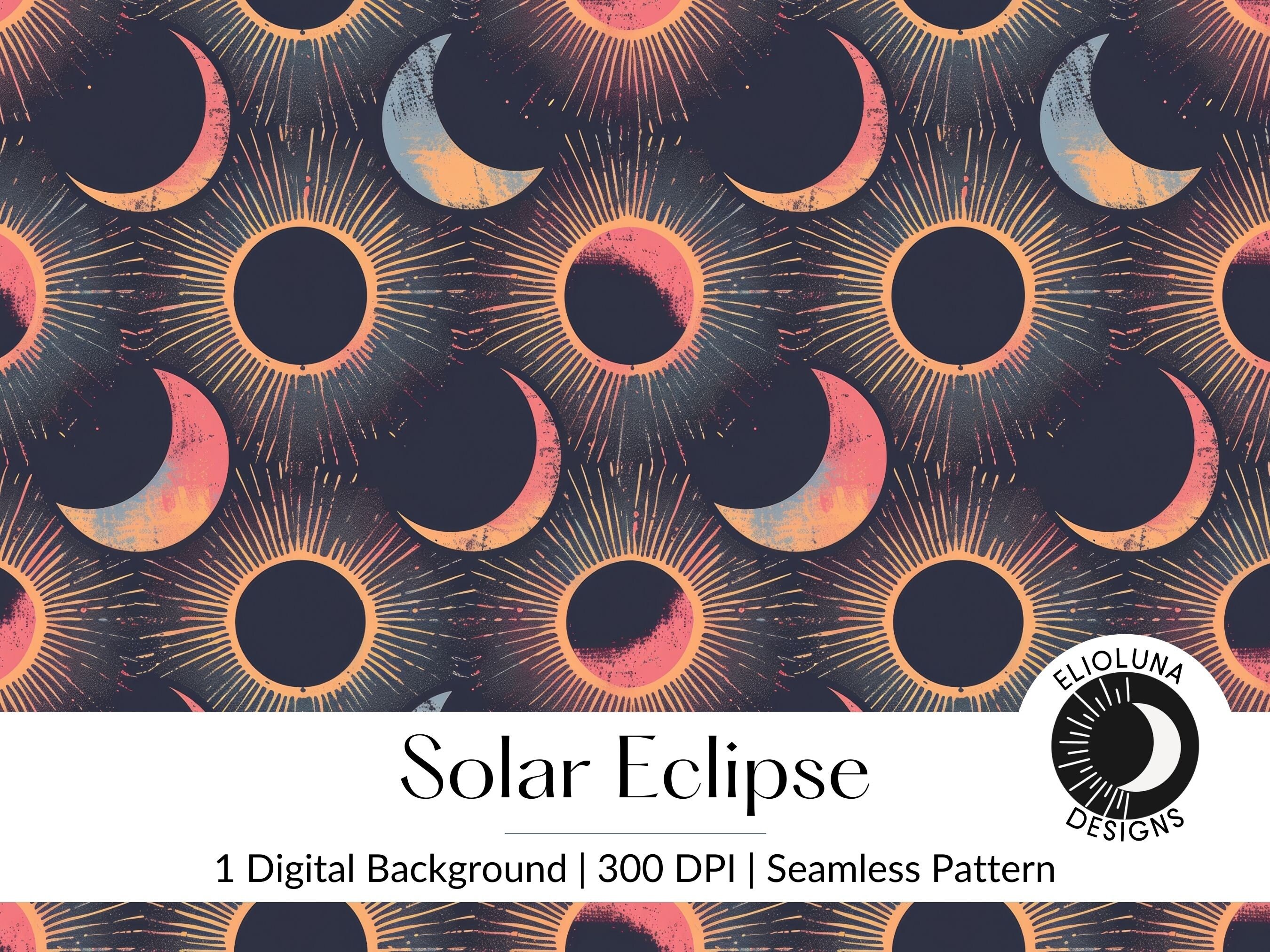 Solar Eclipse Pattern Sun Seamless Moon Digital Paper Solar Eclipse ...