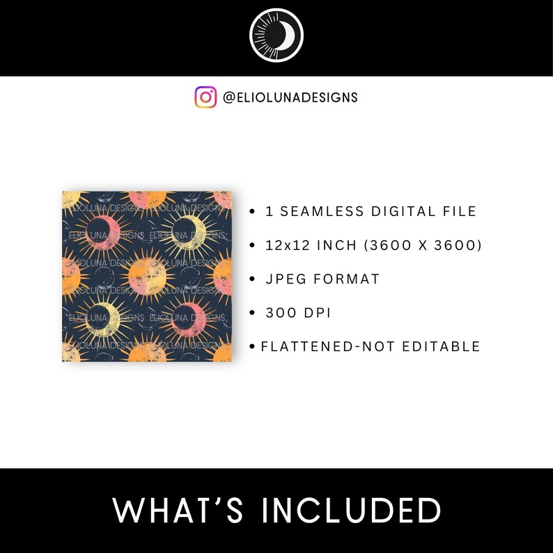 Solar Eclipse Pattern Moon Seamless Celestial Digital Paper Solar ...