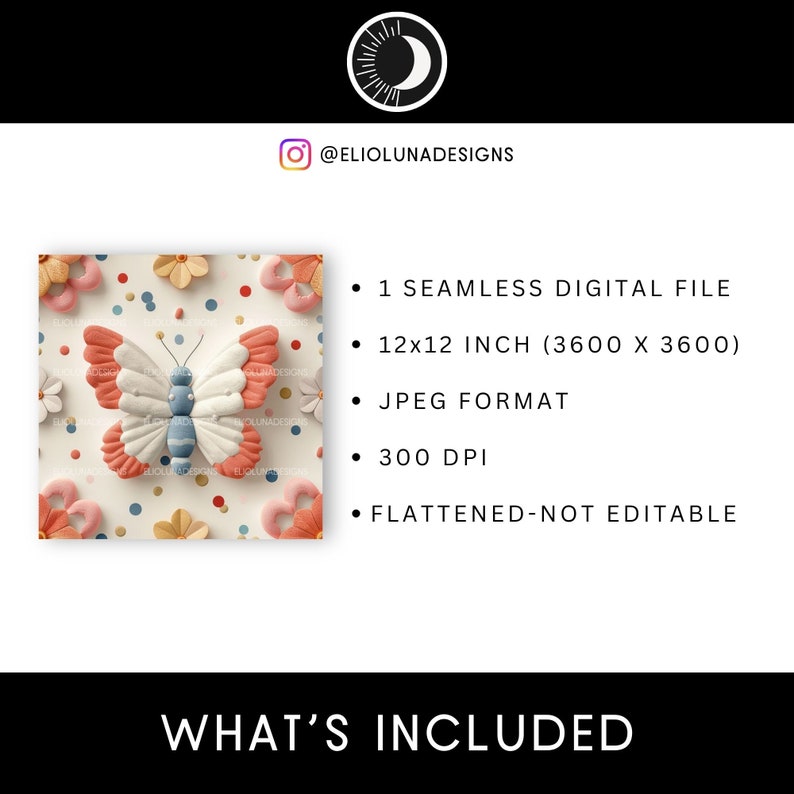 Butterfly Pattern Digital Paper 3D Butterfly Pattern Seamless ...