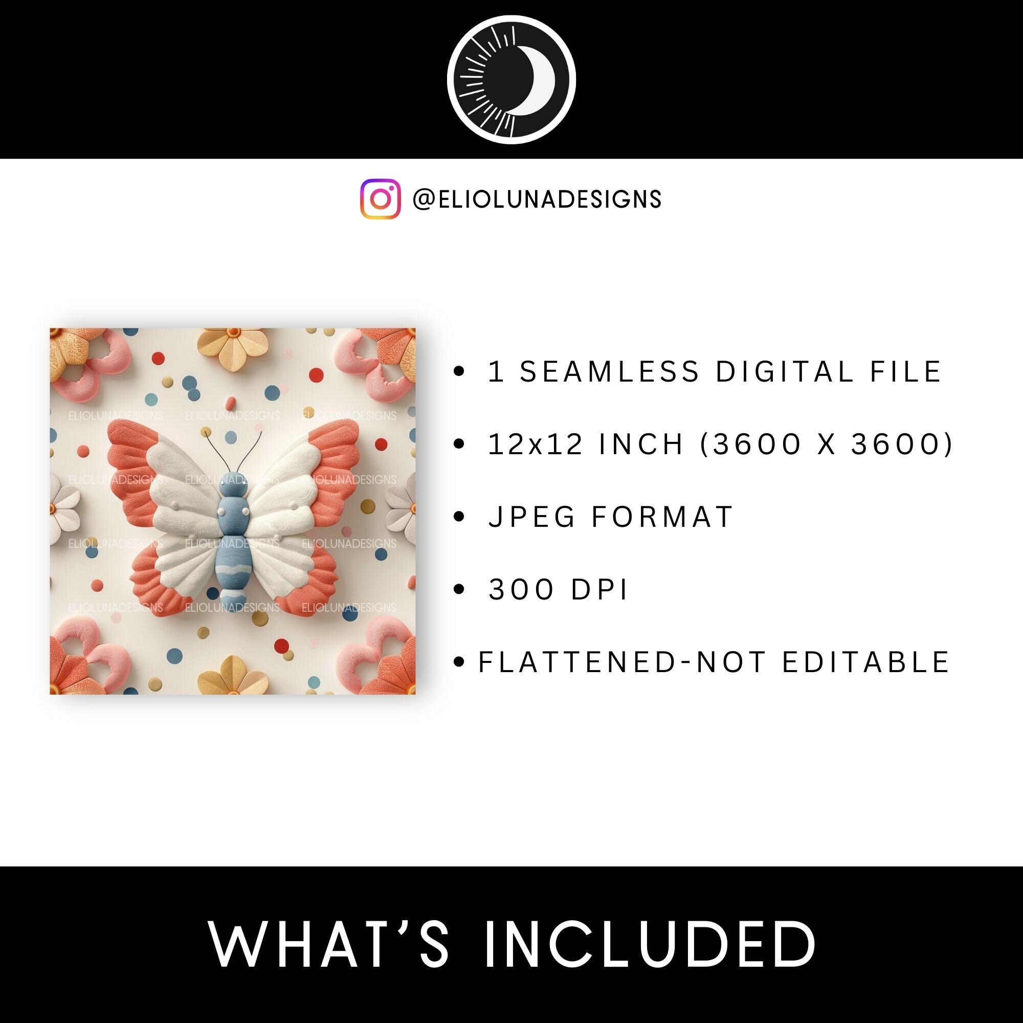 Butterfly Pattern Digital Paper 3D Butterfly Pattern Seamless ...