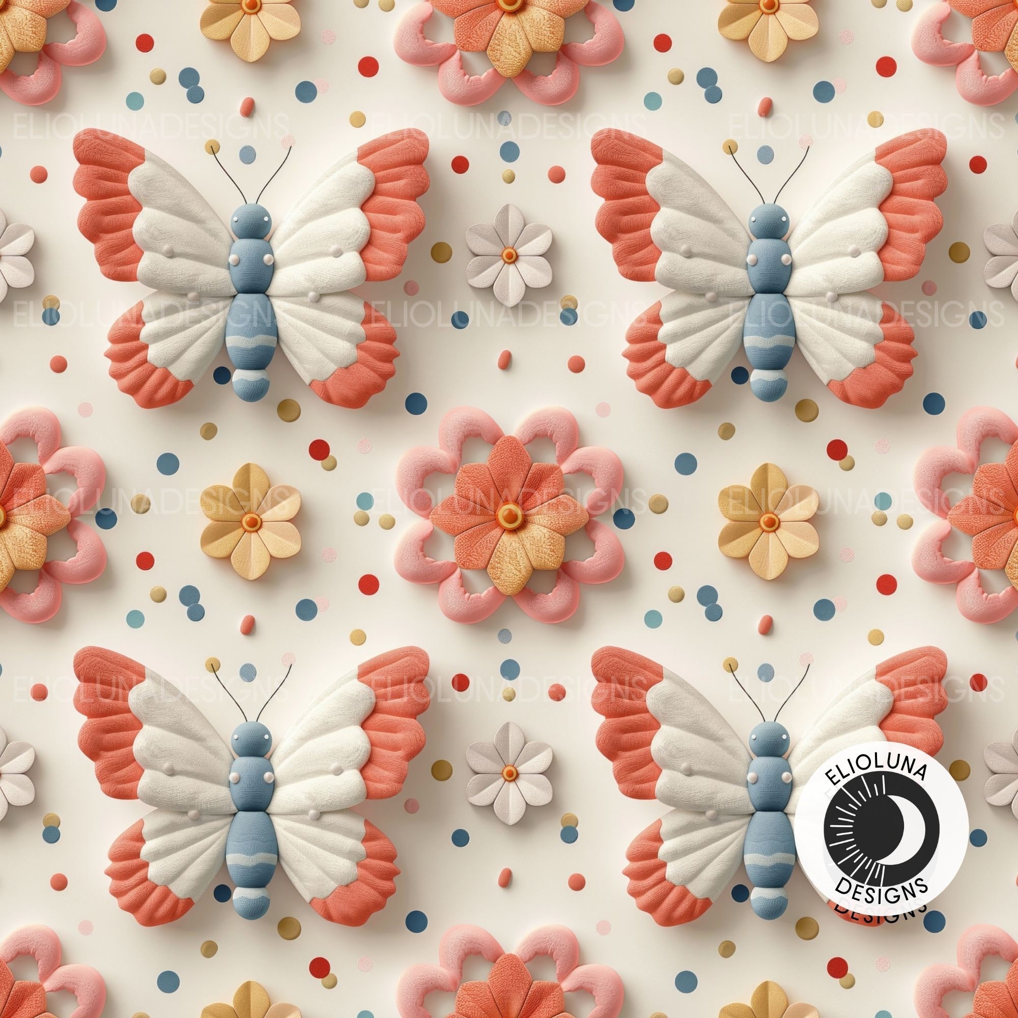 Butterfly Pattern Digital Paper 3D Butterfly Pattern Seamless ...