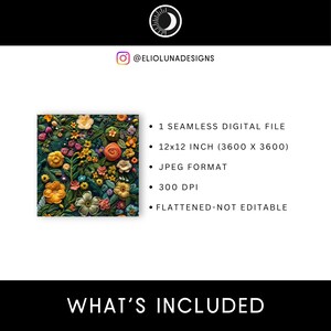 Whimsical Floral Pattern Digital Paper Faux Embroidery Fall Floral ...