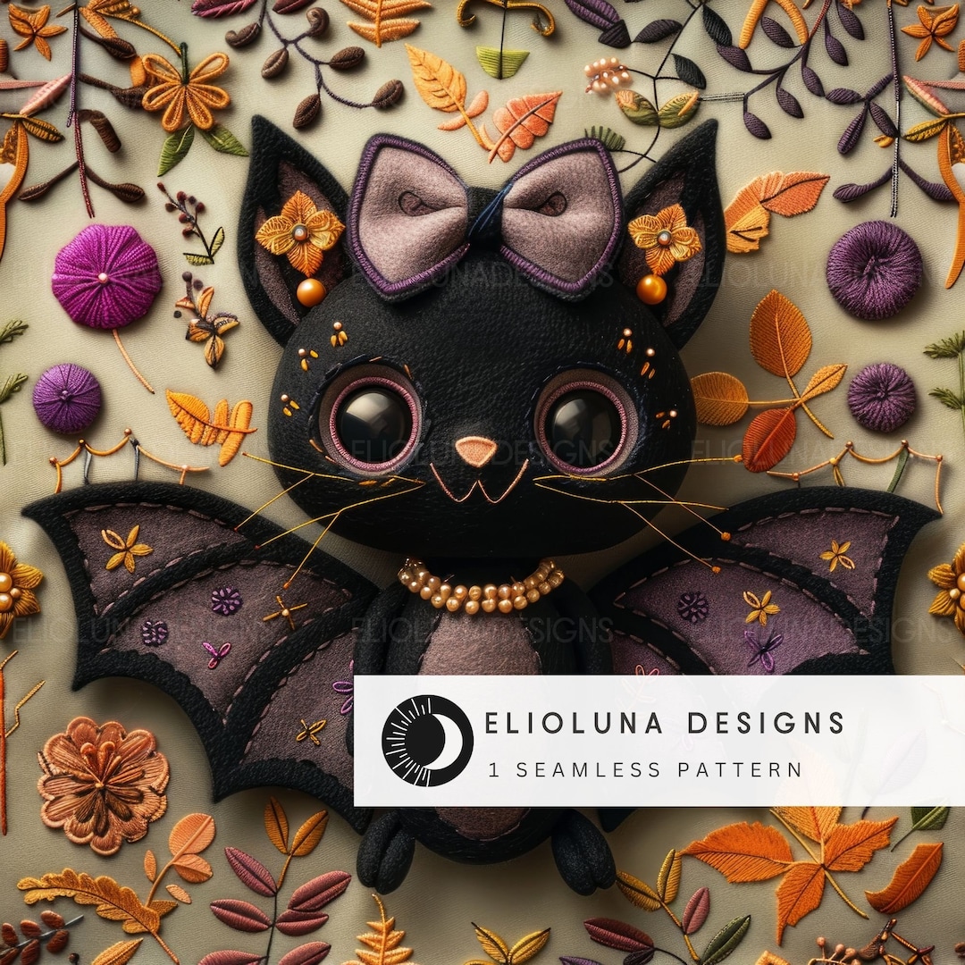 Vintage Bat Seamless Pattern Cute Halloween Bat Digital Paper Halloween ...