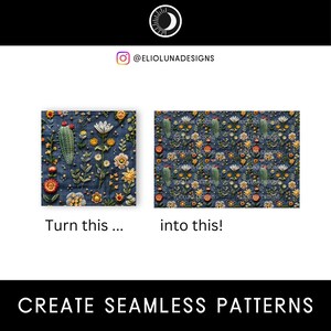 Cactus Floral Pattern Digital Paper Embroidered Western Pattern ...