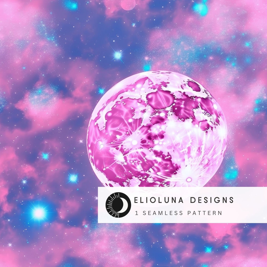 Pink Moon Pattern Celestial Seamless Moon Digital Paper Space Seamless ...