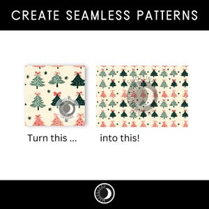 Vintage Christmas Tree Seamless Pattern Pink Bow Christmas Digital ...