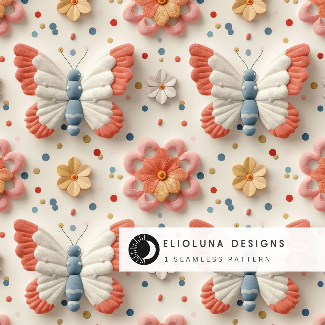 Butterfly Pattern Digital Paper 3D Butterfly Pattern Seamless ...
