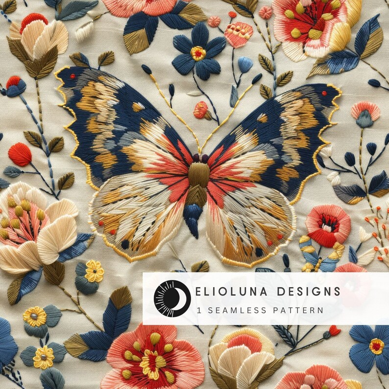 Boho Butterflies Pattern Digital Knitted Butterflies Seamless Pattern ...