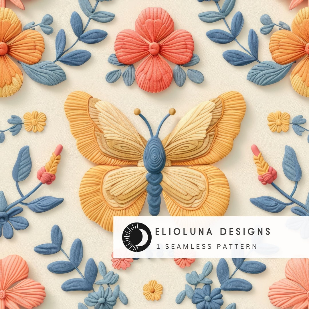 Butterfly Pattern Digital Paper 3D Butterfly Pattern Seamless ...