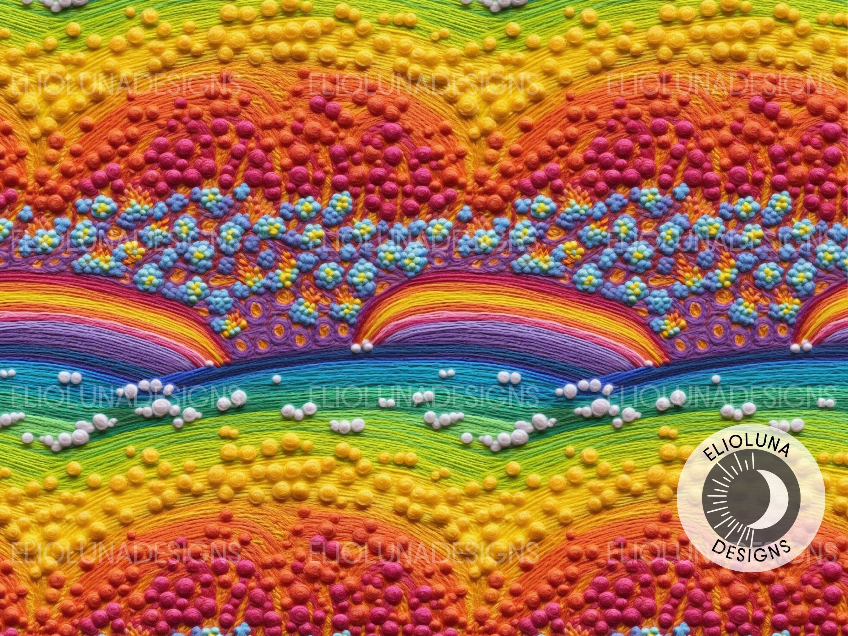 Whimsical 3D Wool Seamless Digital Design Rainbow Repeating Pattern 3D ...