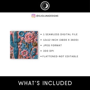 Cactus Floral Pattern Digital Paper Embroidered Western Pattern ...