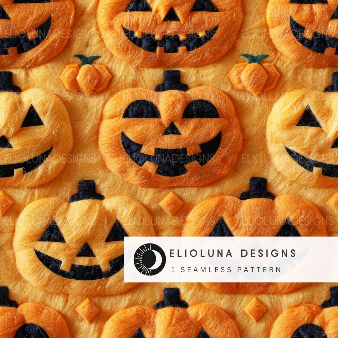 3D Pumpkin Seamless Pattern Halloween Pumpkin Digital Paper Halloween ...