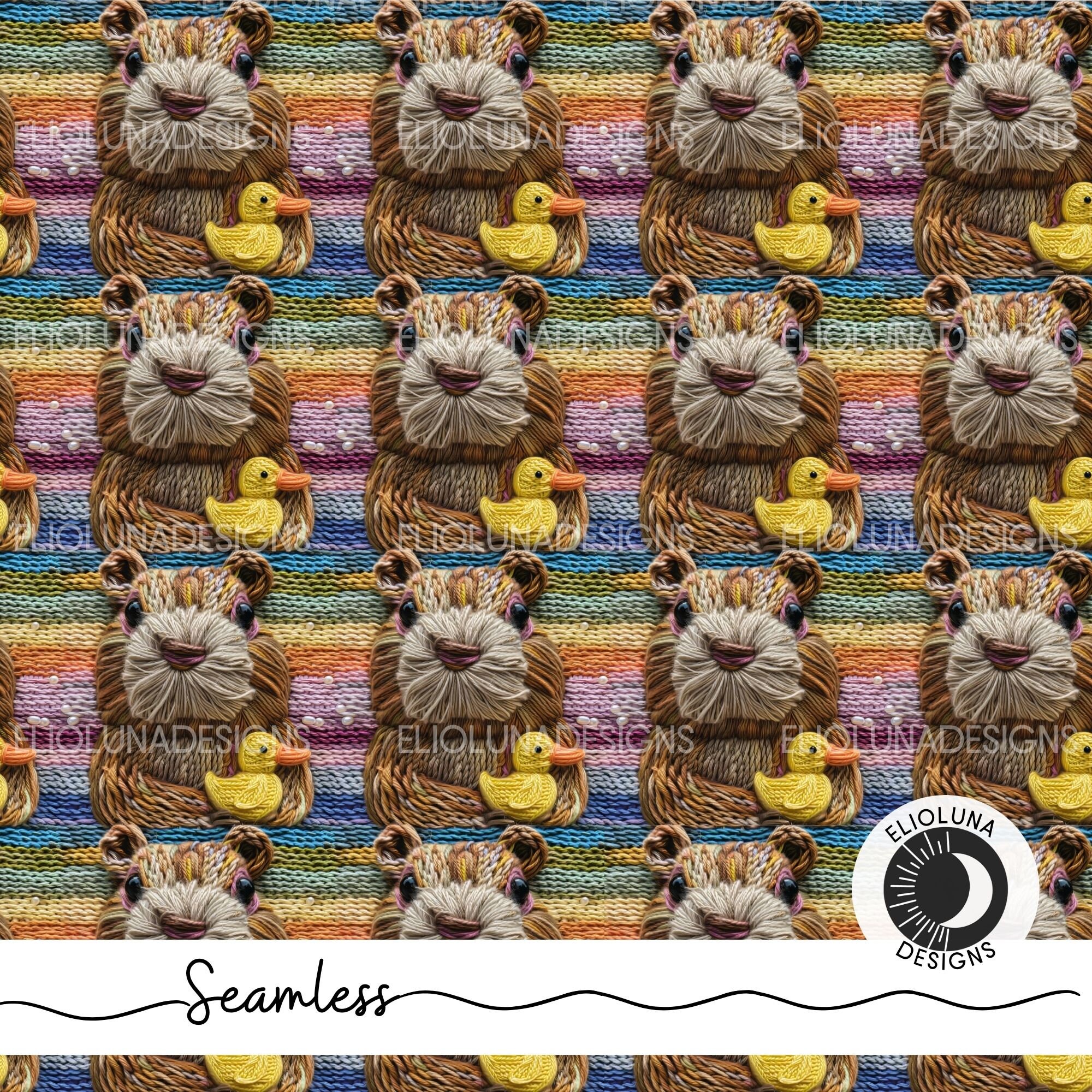 Capybara Seamless Pattern Rubber Ducky Seamless Pattern Cute Capybara ...