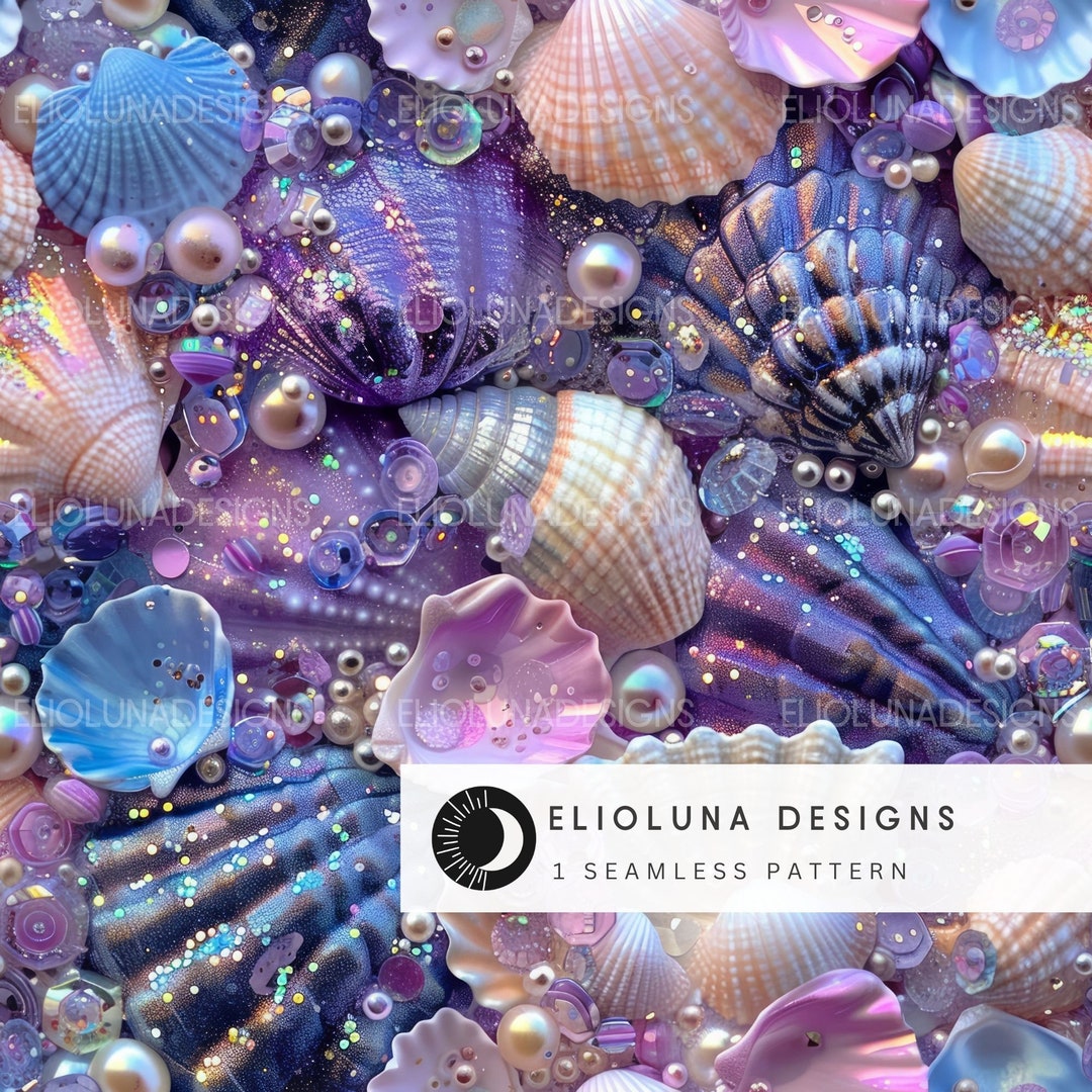 Seashells Seamless Pattern Digital Paper Seashell Pattern Fabric ...