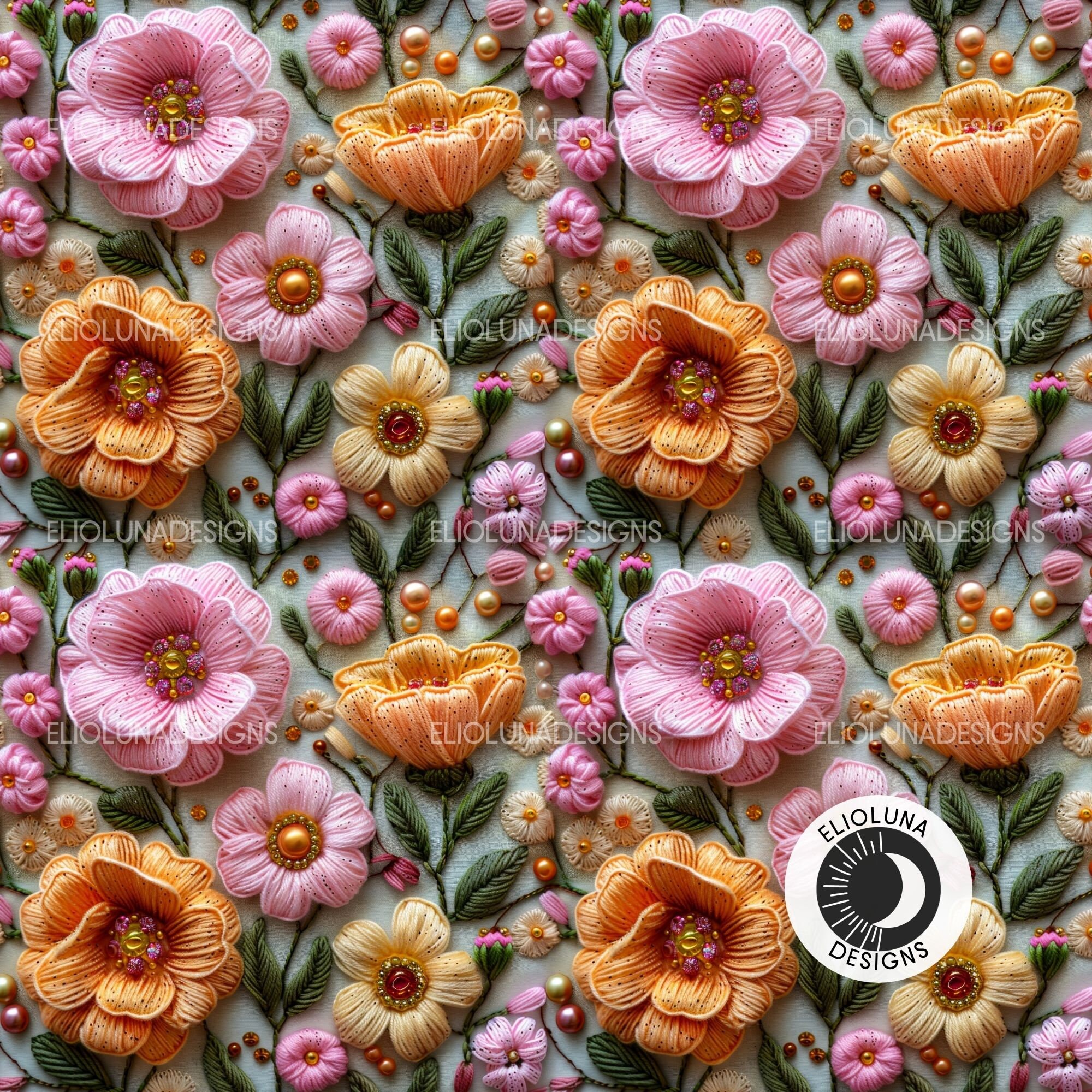 Floral Pattern Digital Paper 3D Spring Floral Pattern Seamless Digital ...