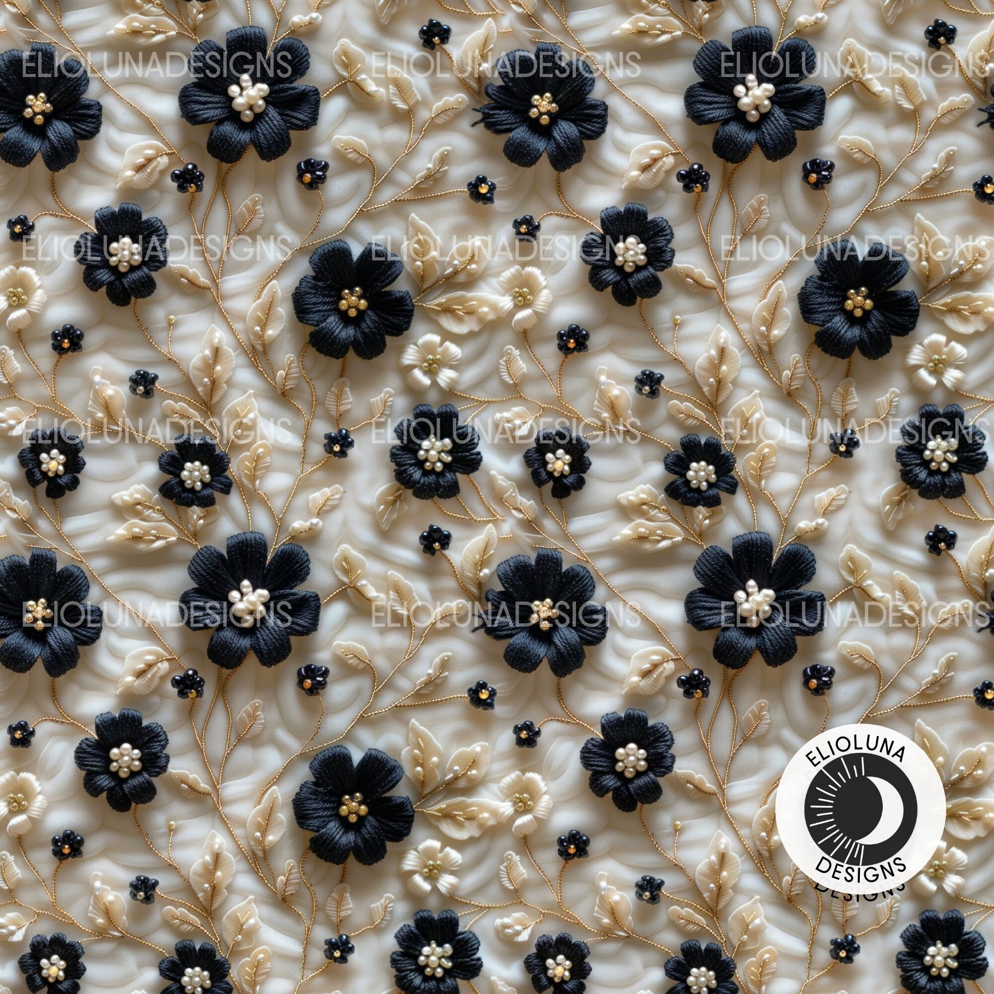 Floral Pattern Digital Paper Embroidered Floral Pattern Seamless ...