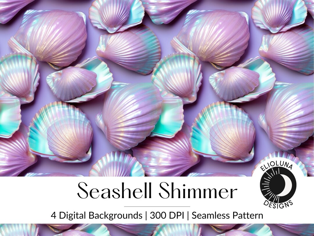 Seashell Digital Paper Seashells Digital Paper Holographic Digital ...