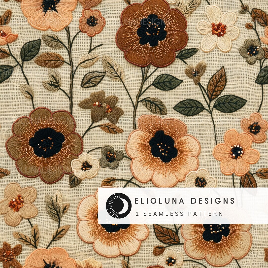 Boho Fall Florals Pattern Digital Paper Fall Floral Pattern Seamless ...