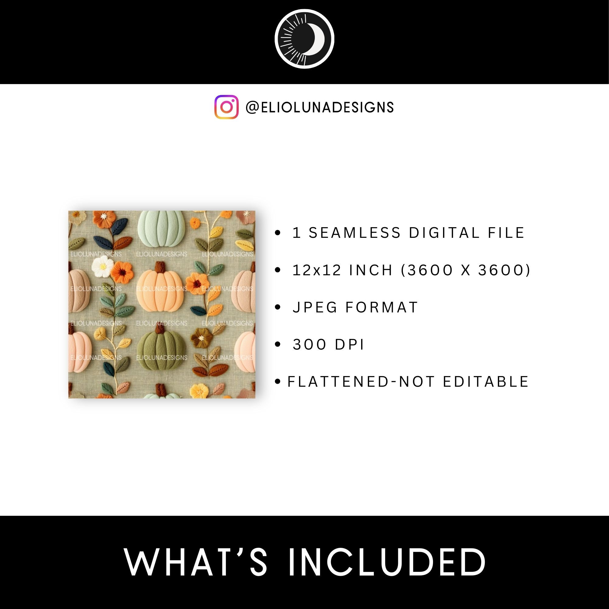 Fall Pumpkins Faux Embroidery Seamless Pattern 3D Pumpkins Digital ...