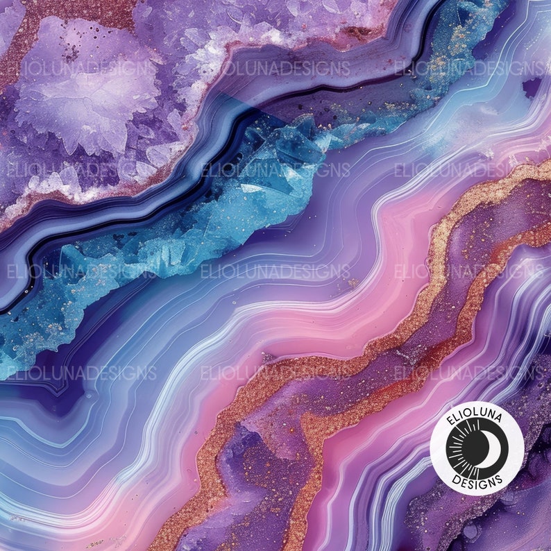 Agate Digital Paper Geode Texture Agate Pattern Purple Agate Seamless ...