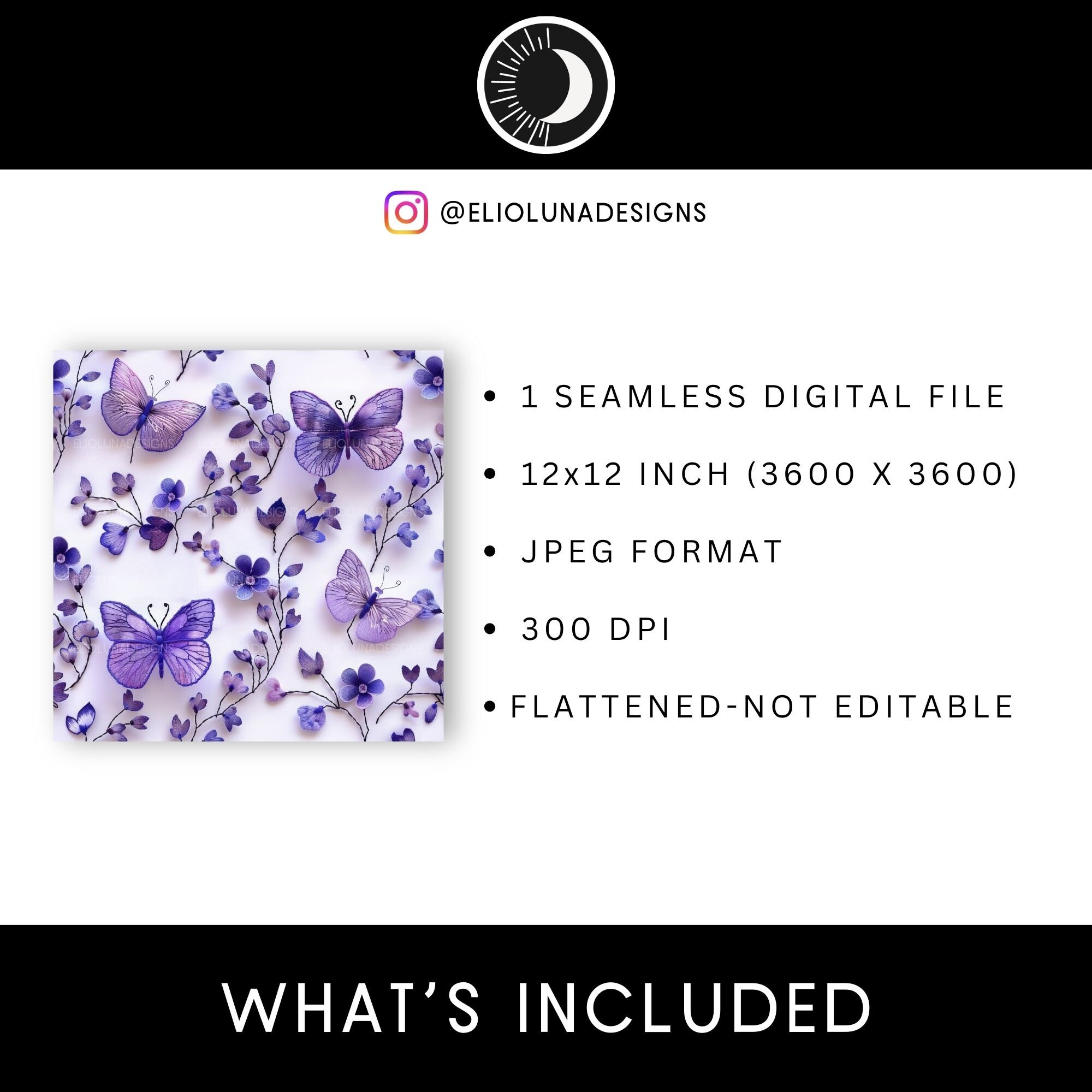 Butterfly Pattern Digital Paper 3D Butterfly Pattern Seamless Lavender ...