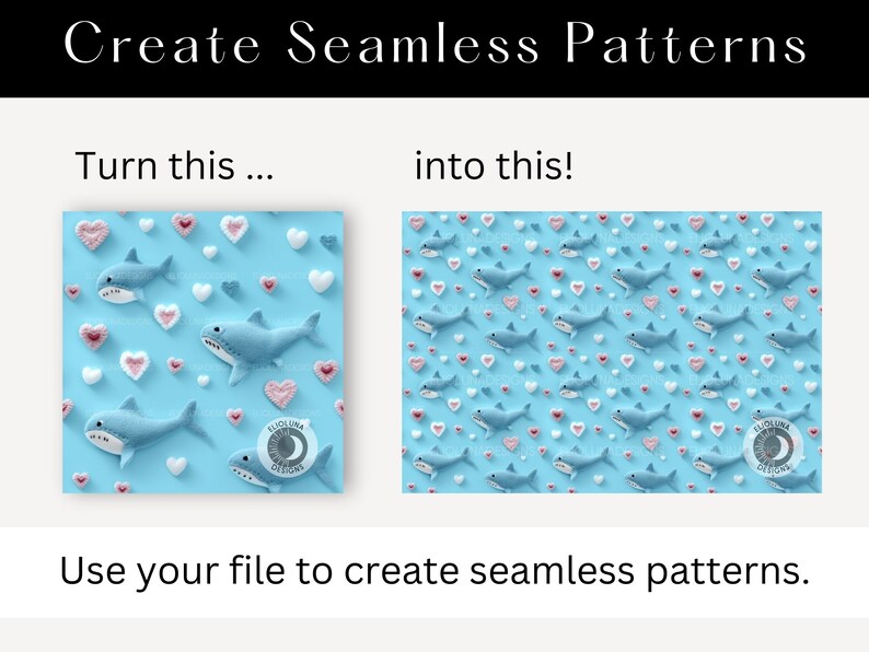 Shark Digital Paper Ocean Digital Paper Sharks Seamless Pattern Summer ...