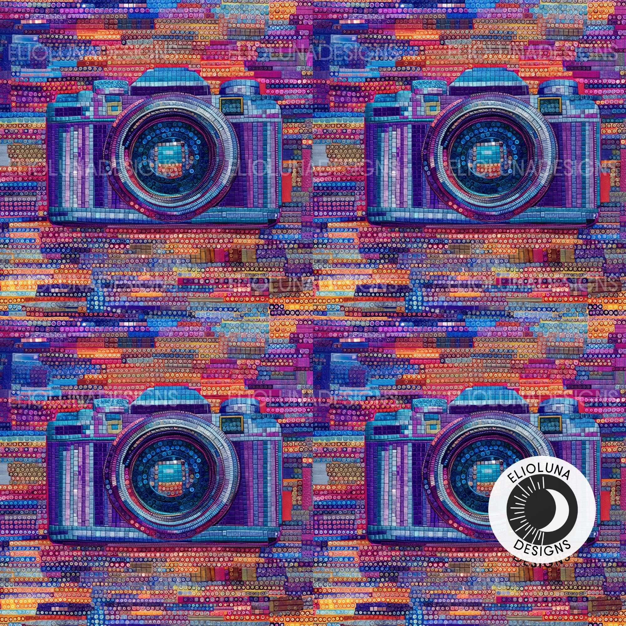 Retro Sequin Camera Seamless Pattern Retro Camera Digital Paper File ...