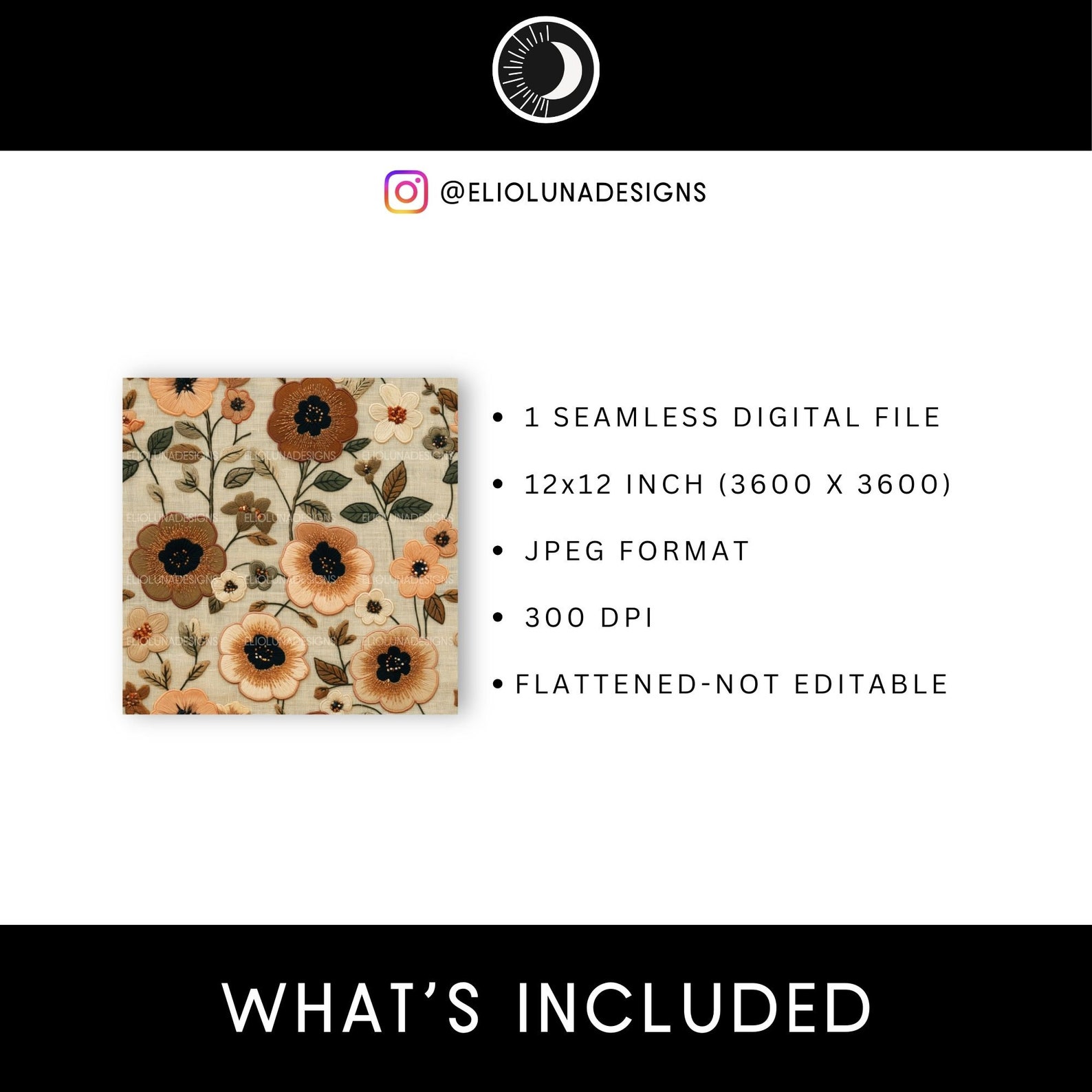Boho Fall Florals Pattern Digital Paper Fall Floral Pattern Seamless ...