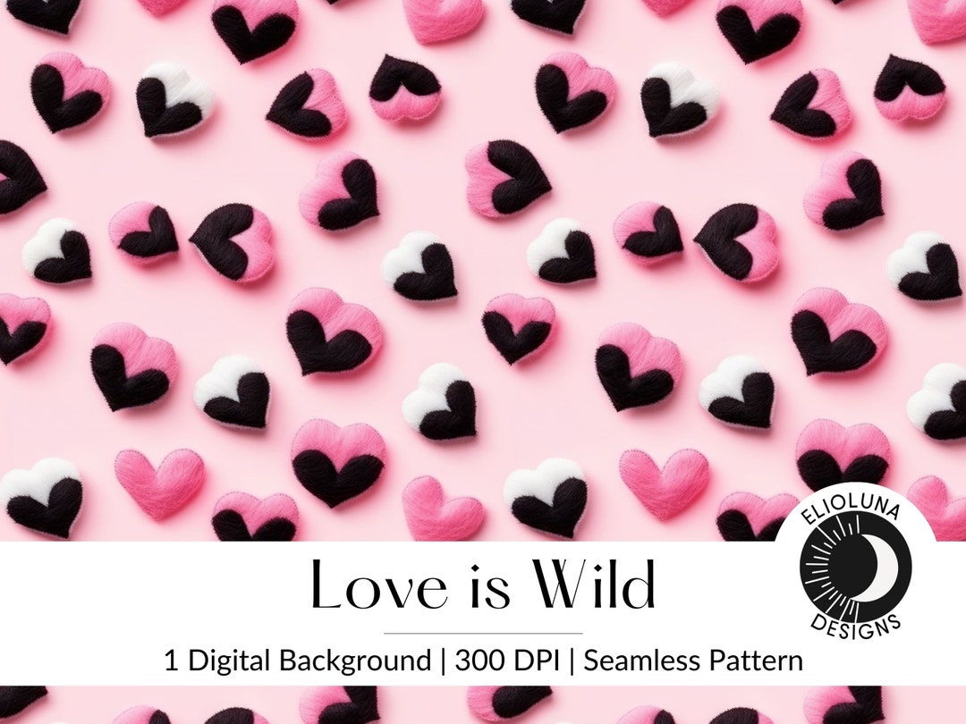 Heart Digital Paper Animal Print Seamless Pattern Valentines Day 3D ...
