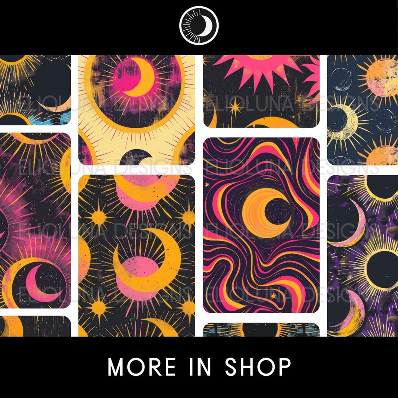 Solar Eclipse Pattern Moon Seamless Celestial Digital Paper Sun and ...