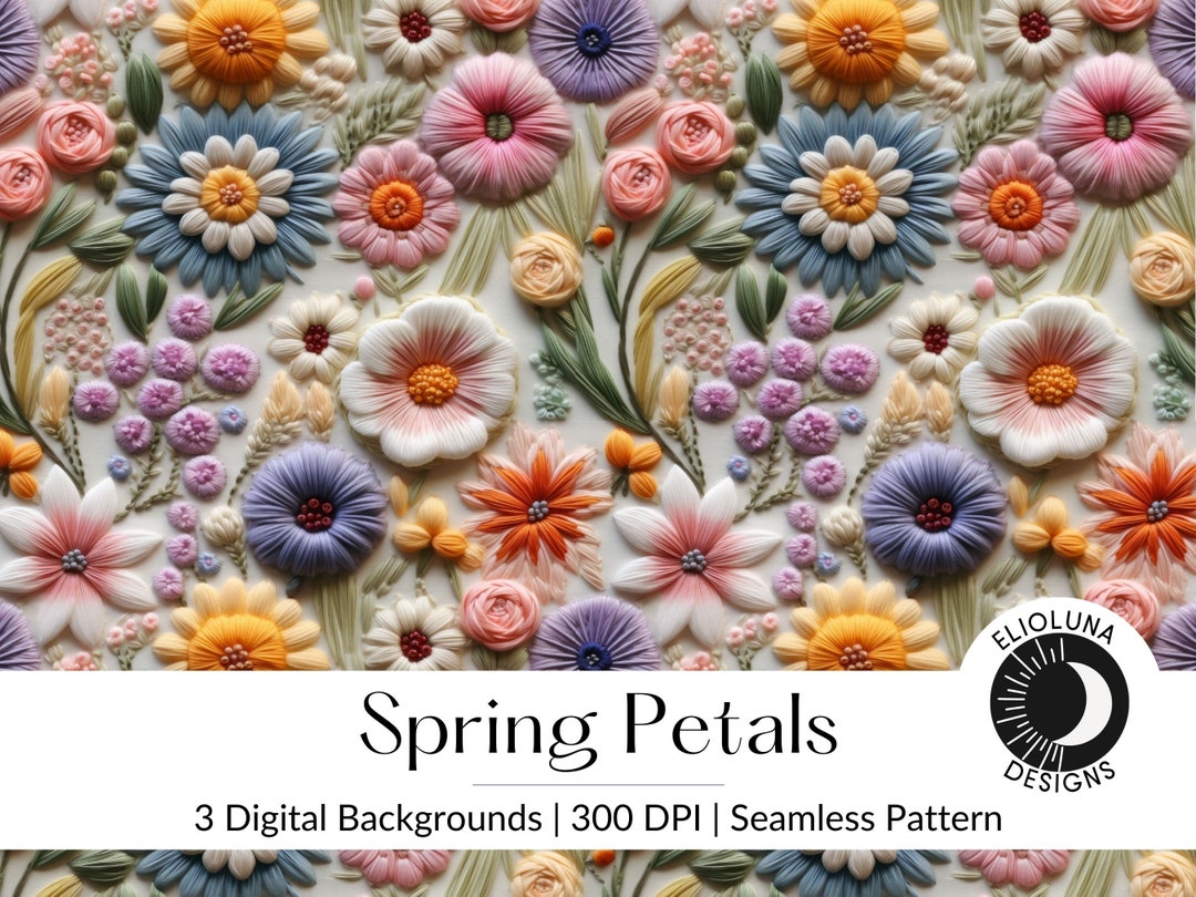 Digital Paper Spring Floral Seamless Pattern Spring Flowers 3D Faux ...