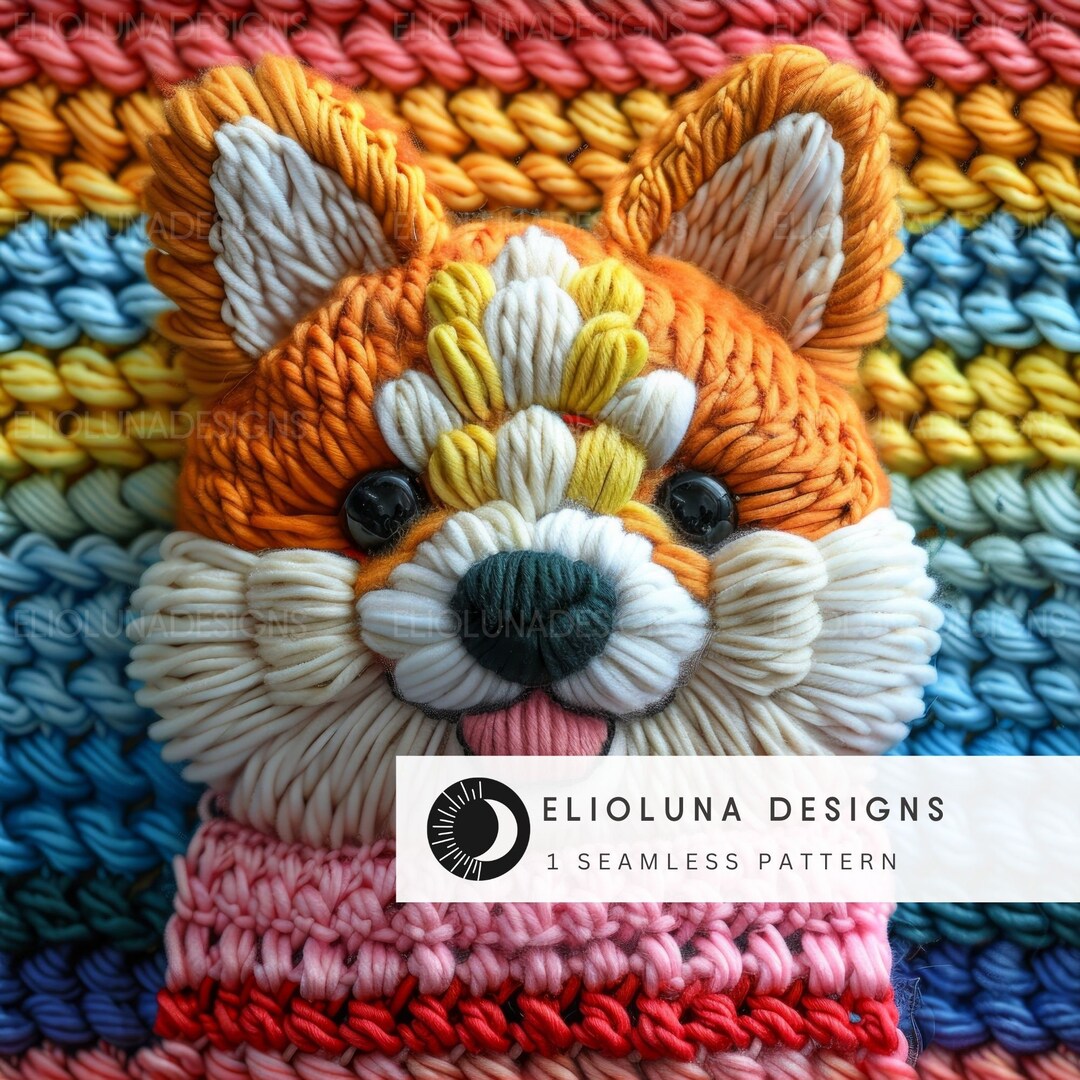 Dog Pattern Digital Paper Cute Knitted Puppy Pattern Seamless Digital ...