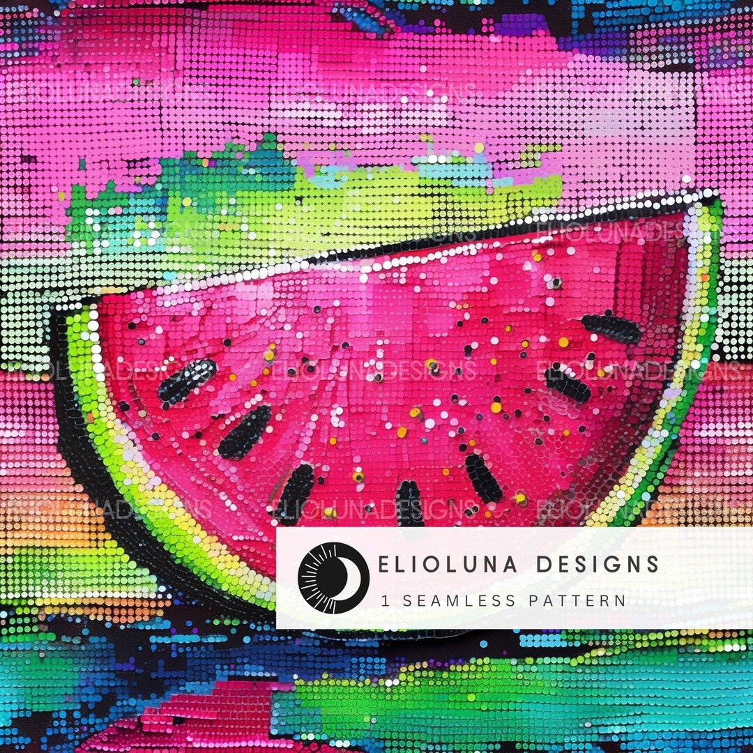 Sequin Watermelon Seamless Pattern Watermelon Digital Paper File ...