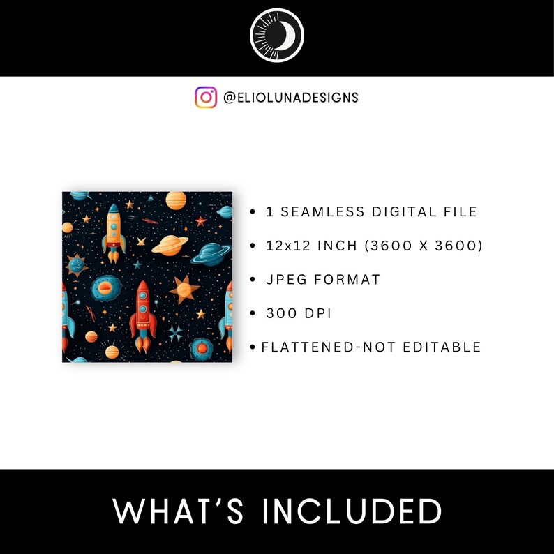 Rocket Ship Space Pattern Digital Paper Kids Space Pattern Seamless ...