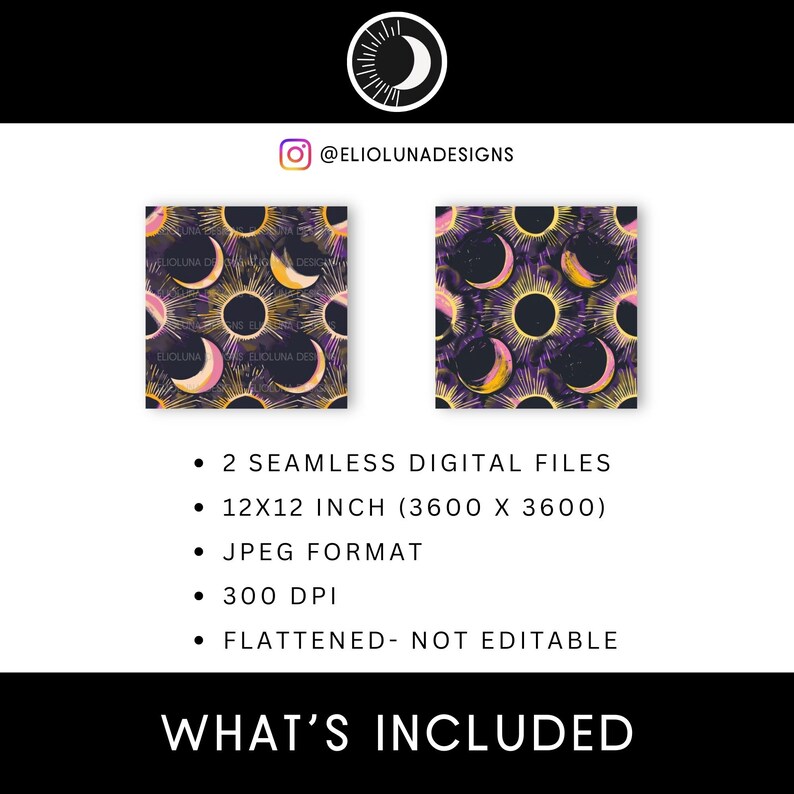 Solar Eclipse Pattern Moon Seamless Celestial Digital Paper Solar ...