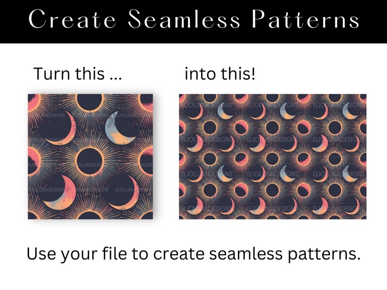 Solar Eclipse Pattern Sun Seamless Moon Digital Paper Solar Eclipse ...