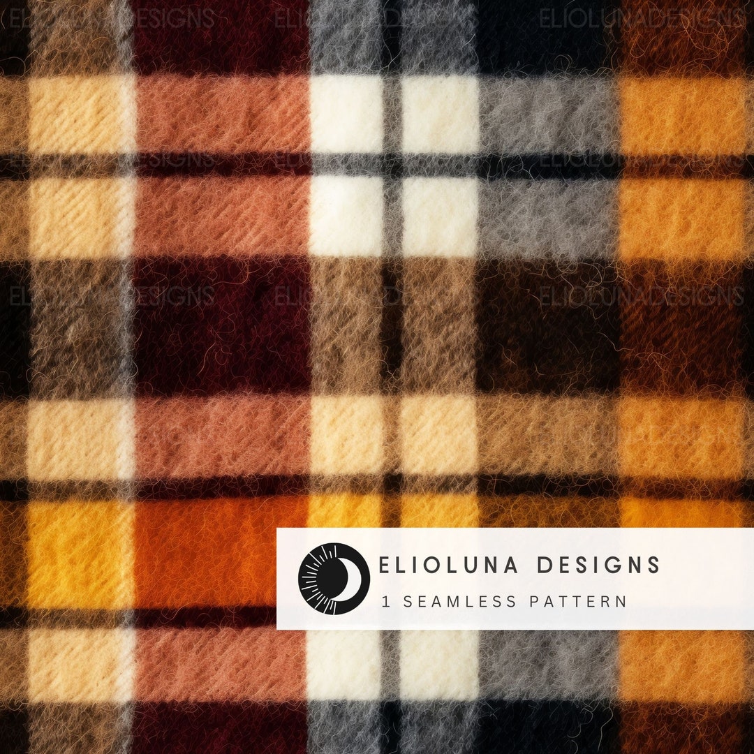 Fall Plaid Seamless Repeating Pattern Retro Fall Autumn Plaid Digital ...