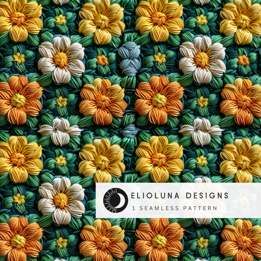 Floral Pattern Digital Paper Knitted Floral Pattern Seamless Digital ...