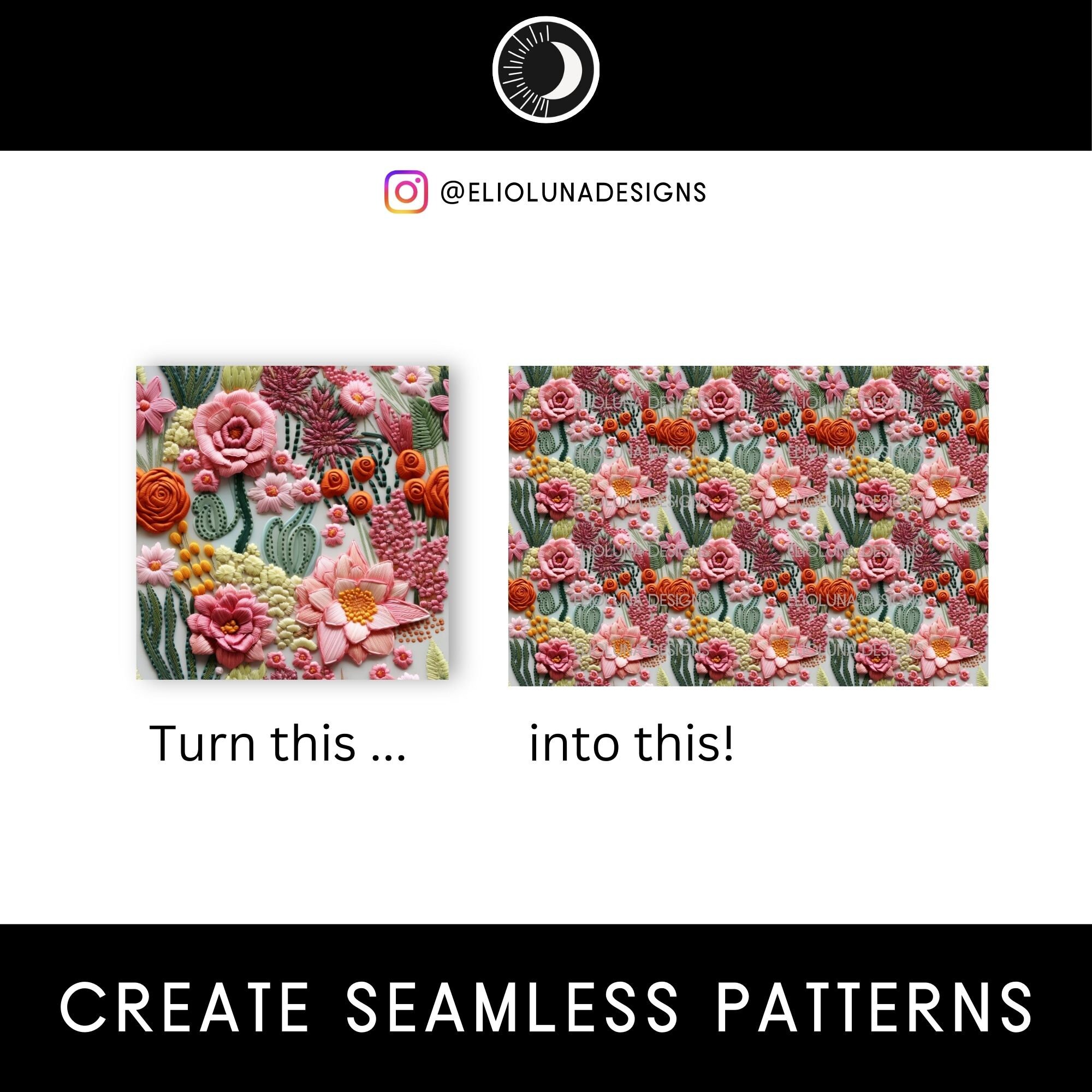 Cactus Floral Pattern Digital Paper Embroidered Western Pattern ...