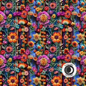 Mexican Floral Pattern Digital Paper Faux Embroidery Fiesta Floral ...