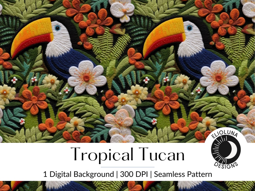 Toucan Digital Paper Bird Digital Paper Tropical Digital Paper Floral ...